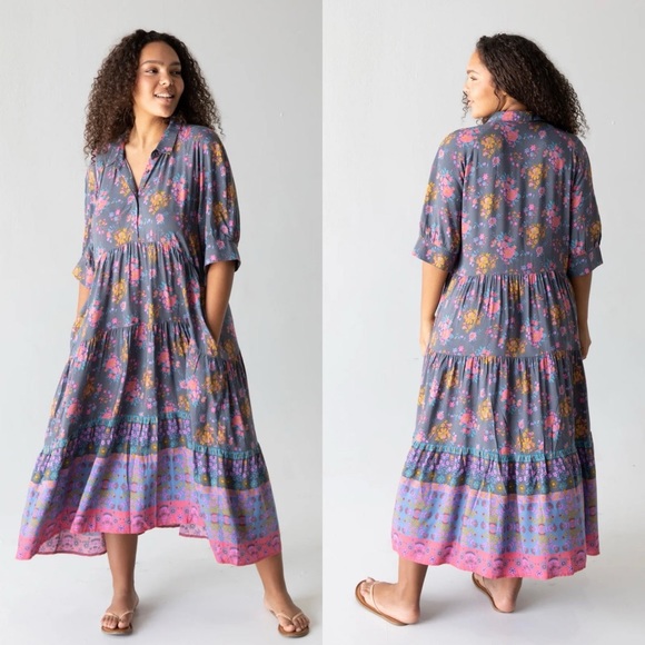 NATURAL LIFE | Dresses | Natural Life Rebecca Floral Midi Dress In ...